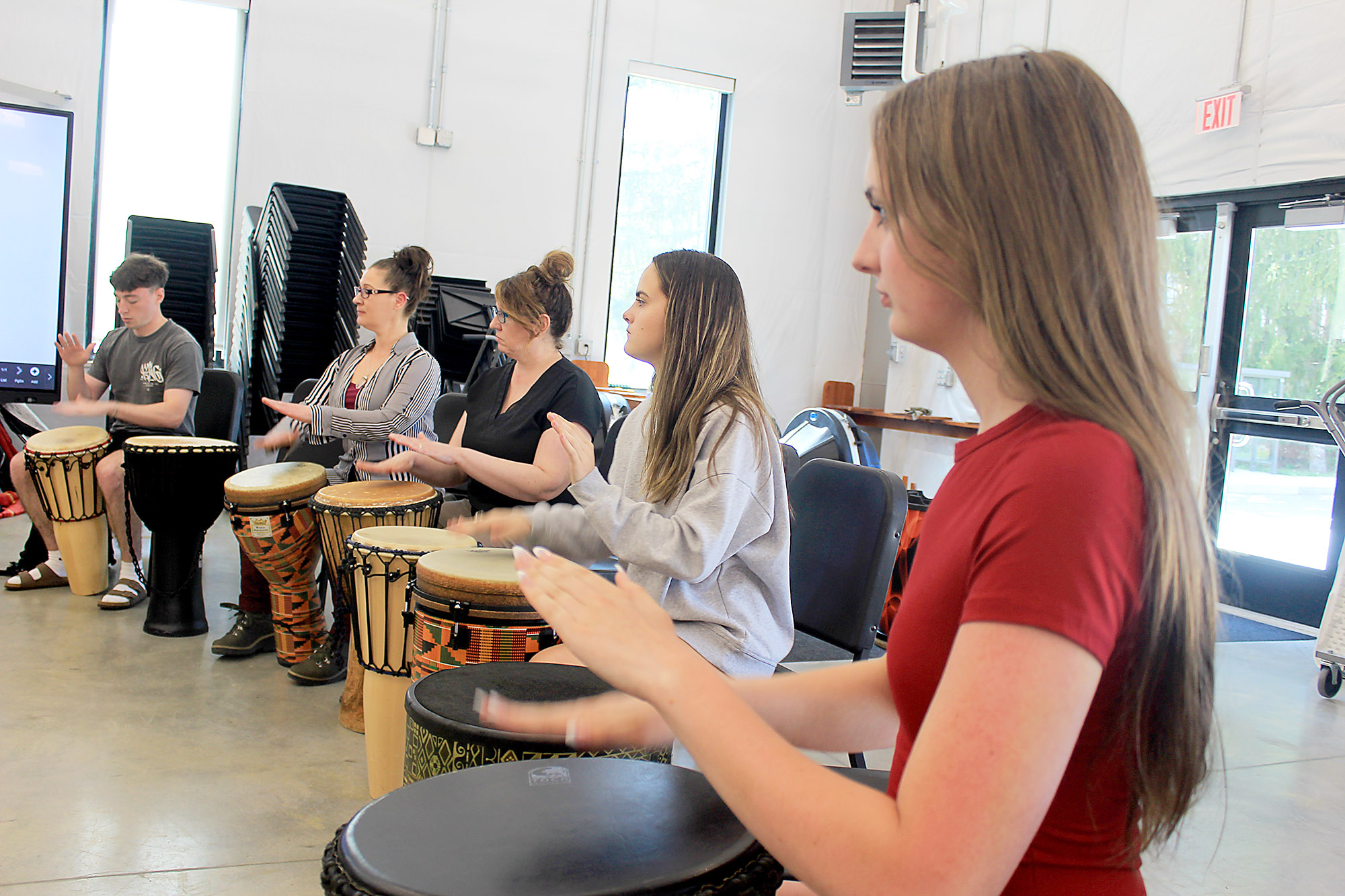 Playing drums SFU music and wellness class monday spotlight photos ...